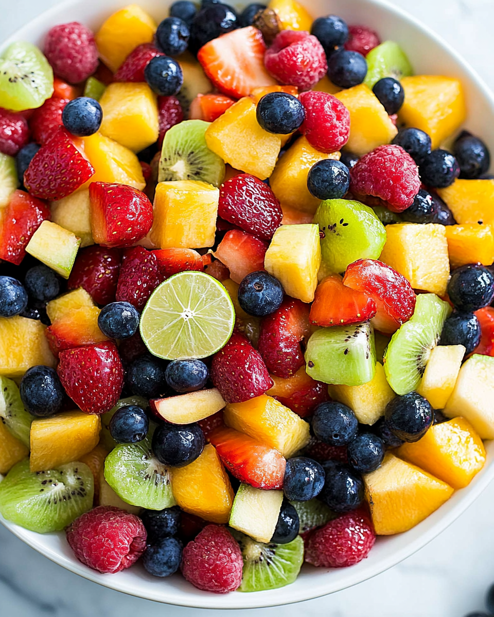 Honey Lime Rainbow Fruit Salad