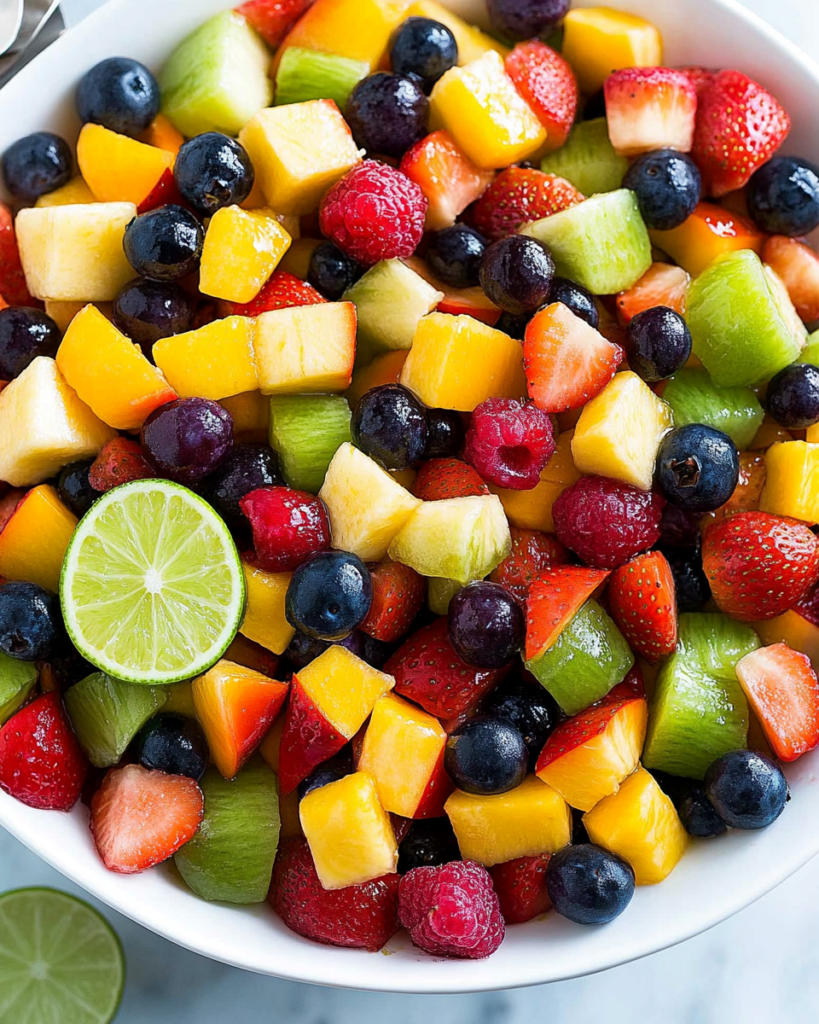 Honey Lime Rainbow Fruit Salad