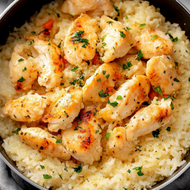 Chicken Scampi with Garlic Parmesan Rice