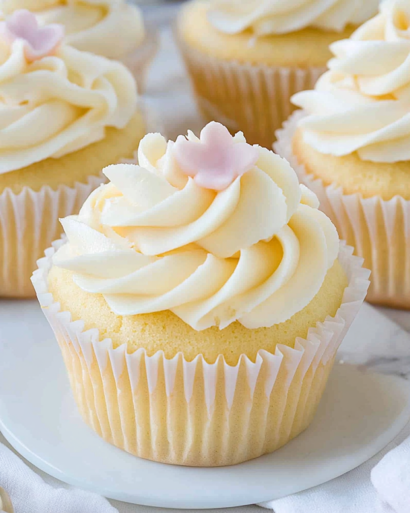 Fluffy Vanilla Cupcakes with Buttercream Frosting