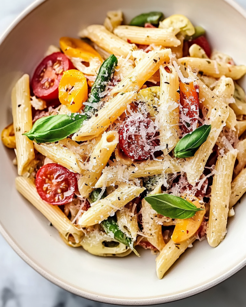 Creamy Pasta Primavera Recipe with Fresh Veggies